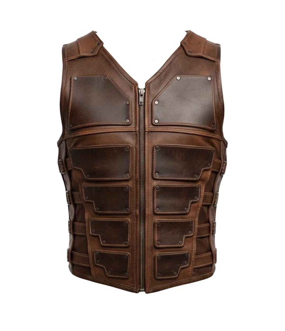 Brown Warrior-style Inspired by Kraven the Hunter Leather Tactical Vest ...