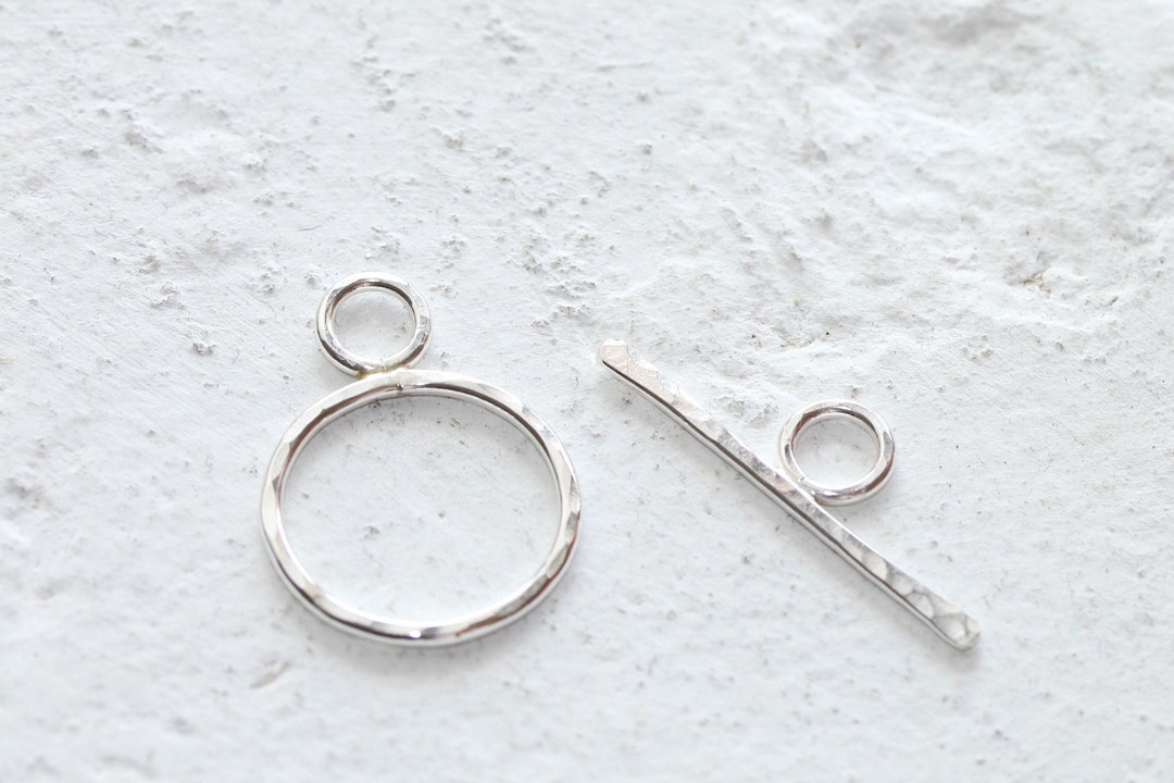 Sterling Silver Toggle T Bar Clasp | Oxidized Circle Clasp - Etsy