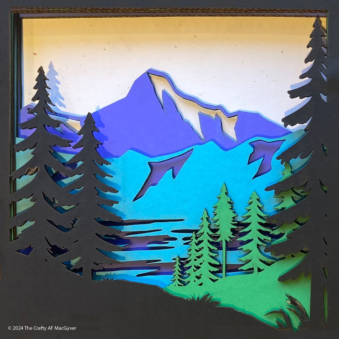 Laser Cut File - Mountain Scene - Wall Art Svg Ai Template 3D Multi ...