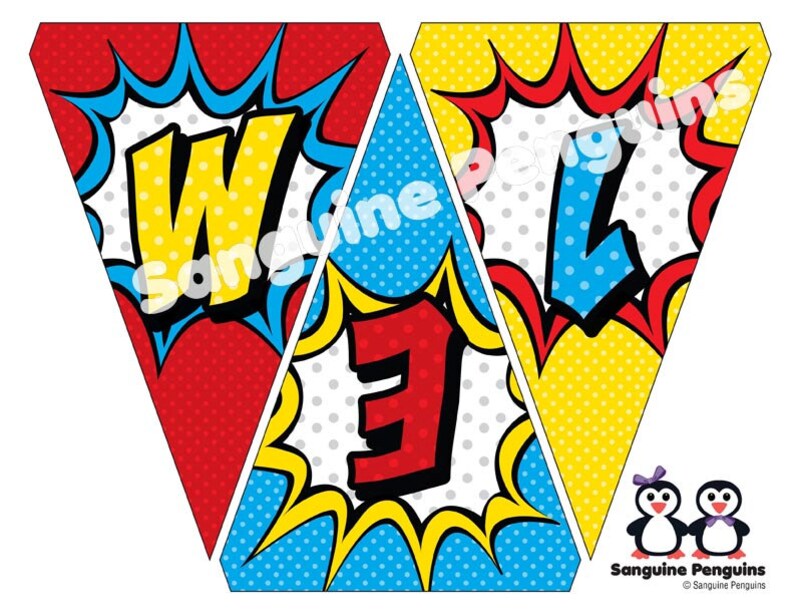 Superhero-themed "welcome Baby" Printable Banner - Etsy