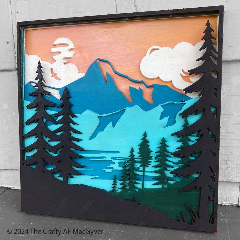 Laser Cut File - Mountain Scene - Wall Art Svg Ai Template 3D Multi ...