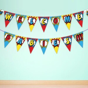 Superhero-themed "welcome Baby" Printable Banner - Etsy