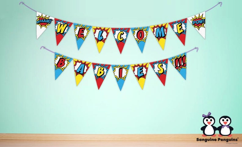 Superhero-themed "welcome Baby" Printable Banner - Etsy