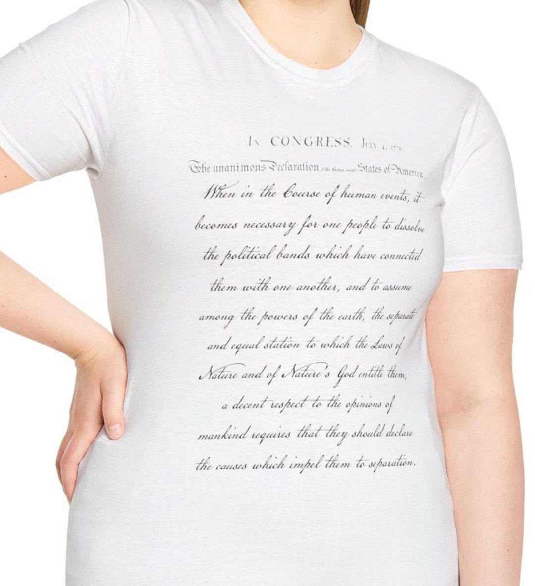 Declaration of Independence T-shirt: Patriotic History Tee. Front Back ...
