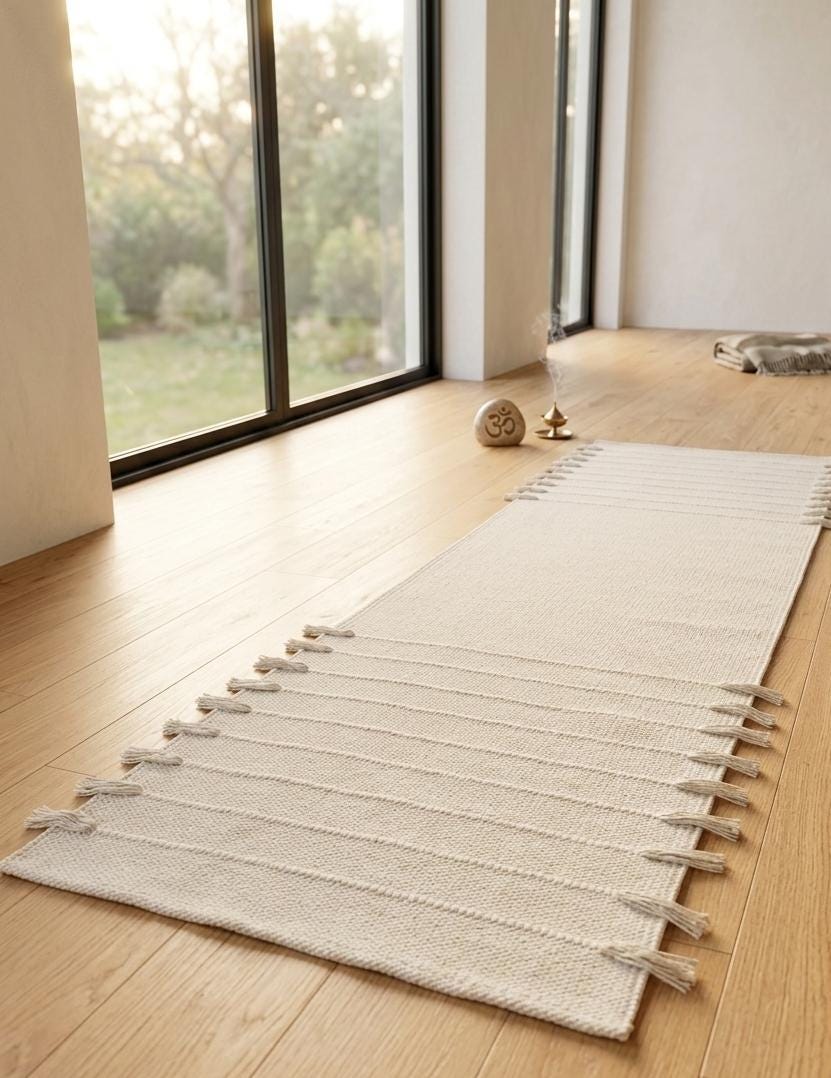Organic Herbal Cotton Yoga Mat – Ecofriendly, Handwoven, Anti-slip ...
