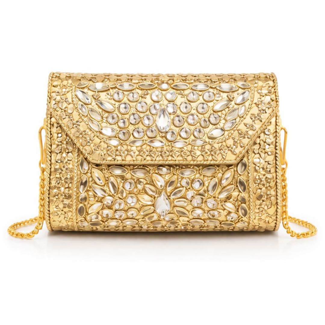Handmade Kundan Stone Mini Clutch Purse | Indian Bridal Potli Bag ...
