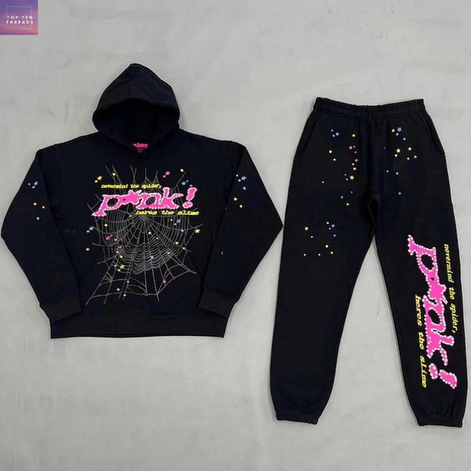 Spider Web Graphic Black Unisex Tracksuits Hoodie and Joggers - Etsy