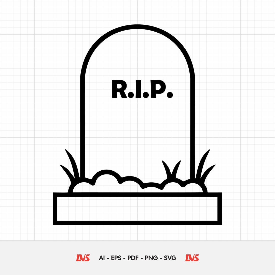 RIP Gravestone SVG, Halloween Tombstone Vector Outline Cut File for ...