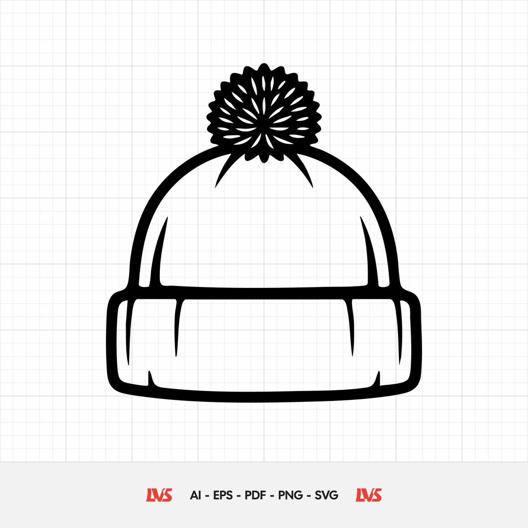 Pom Pom Beanie SVG | Cute Winter Hat Vector, Bobble Hat Clipart for ...