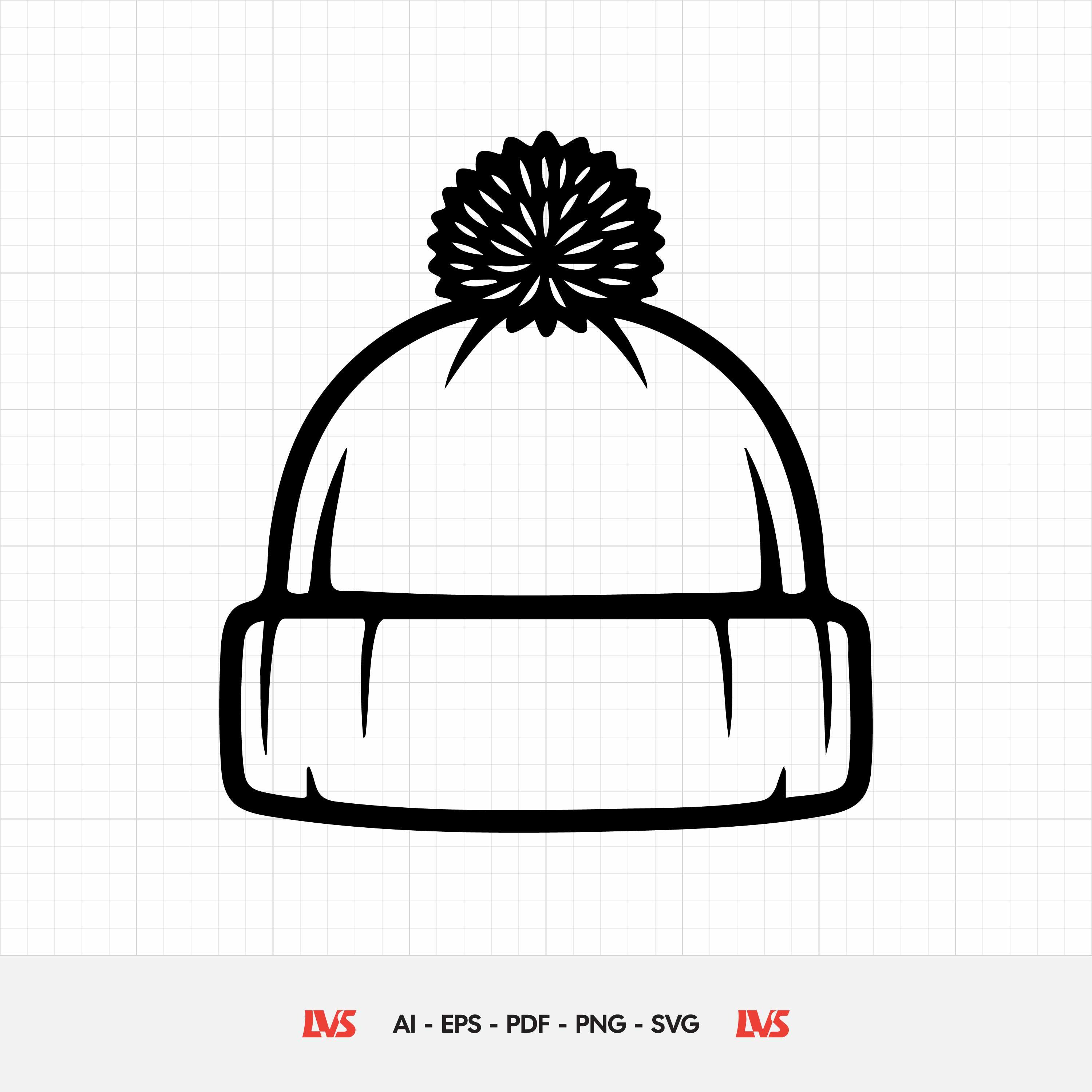 Pom Pom Beanie SVG | Cute Winter Hat Vector, Bobble Hat Clipart for ...