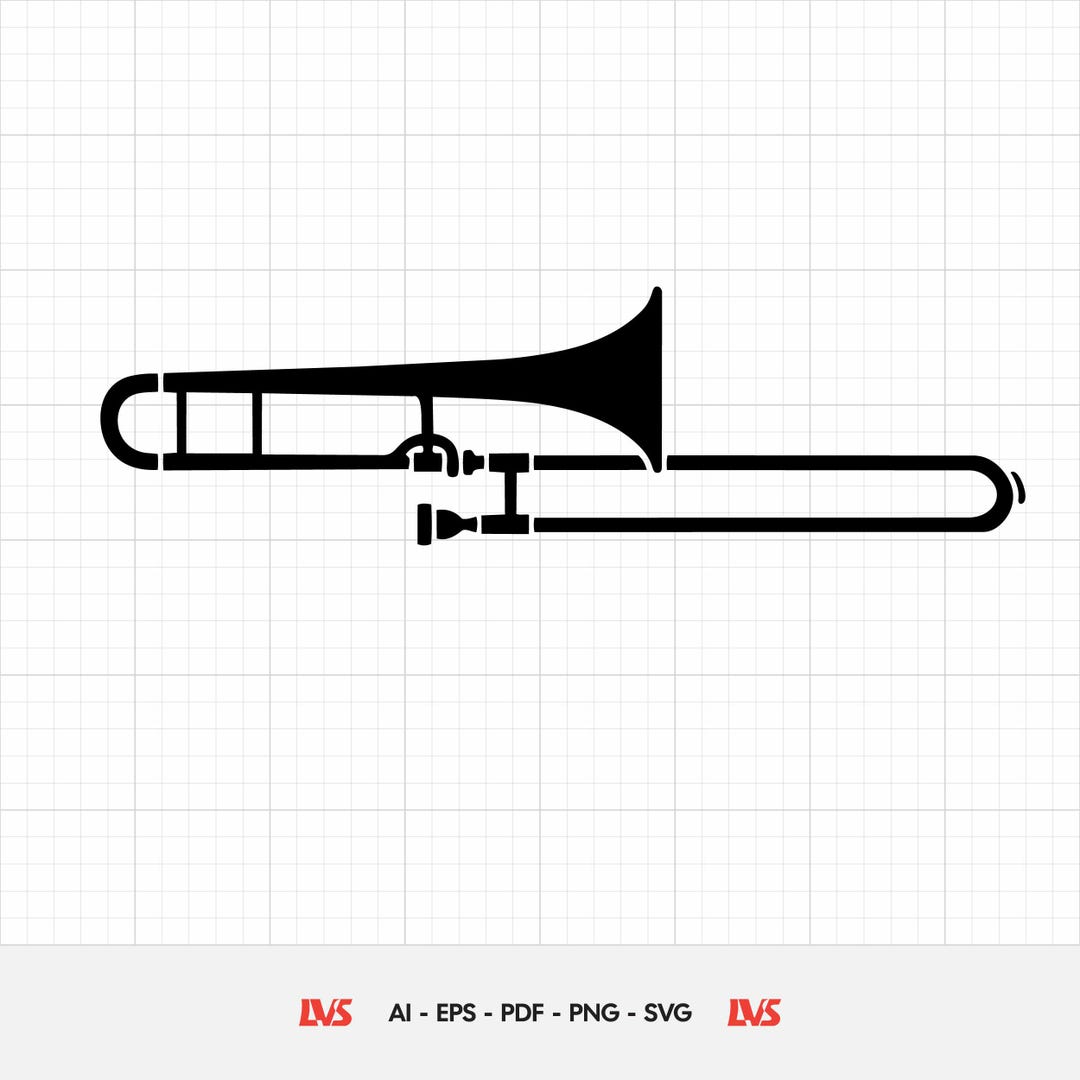 Trombone SVG, Brass Musical Instrument Vector, Marching Band Clipart ...