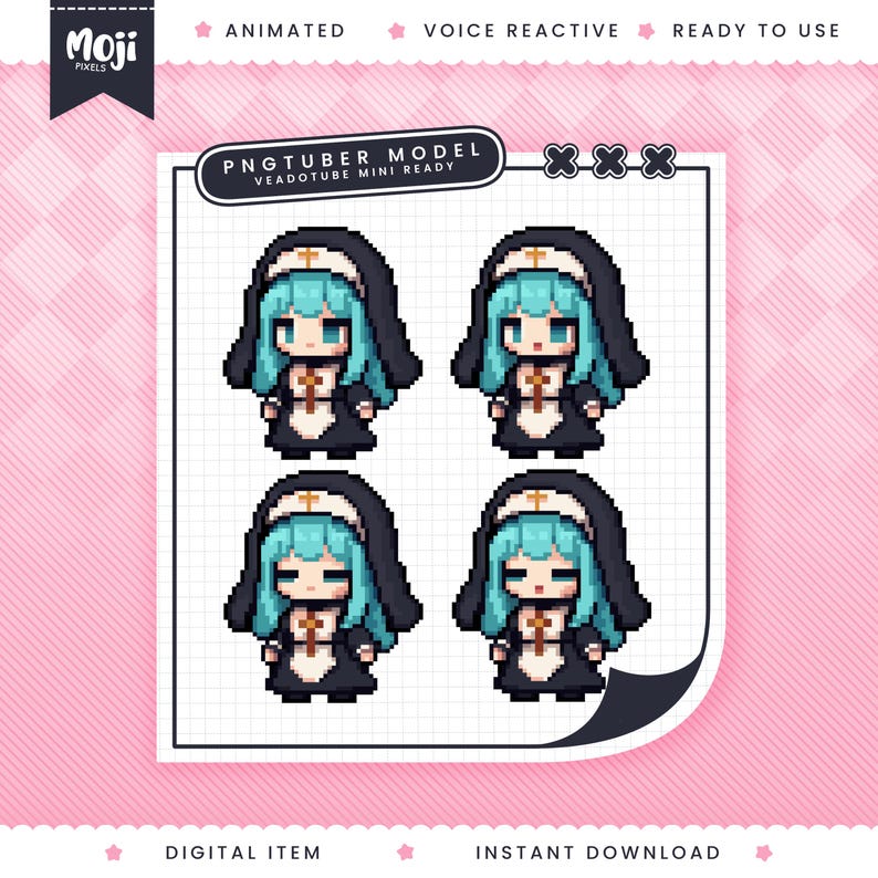 Giftuber Animated Chibi Nun Girl Model | Pngtuber Model | Veadotube ...