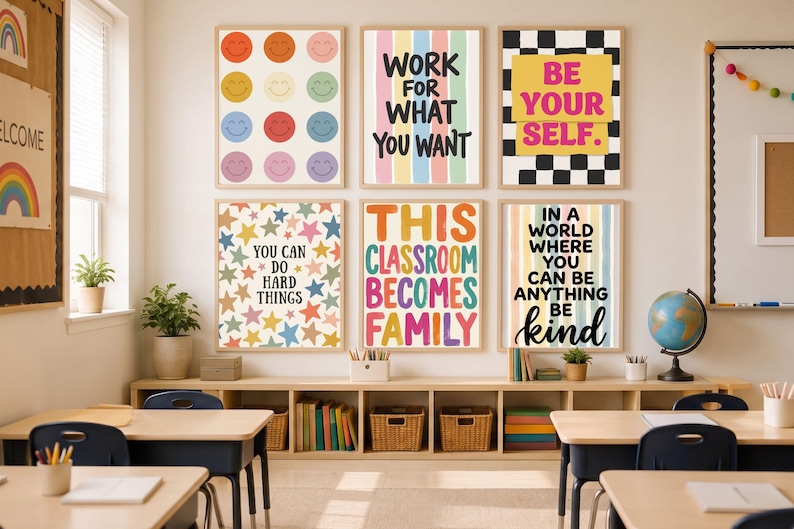 Classroom Decor Bundle, Motivational Classroom Wall Art, Retro School ...