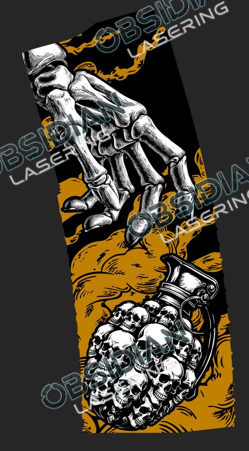 PMAG Laser Engraving Digital File | Skeleton Hand and Skull Grenade | Multi-colored | Included ...