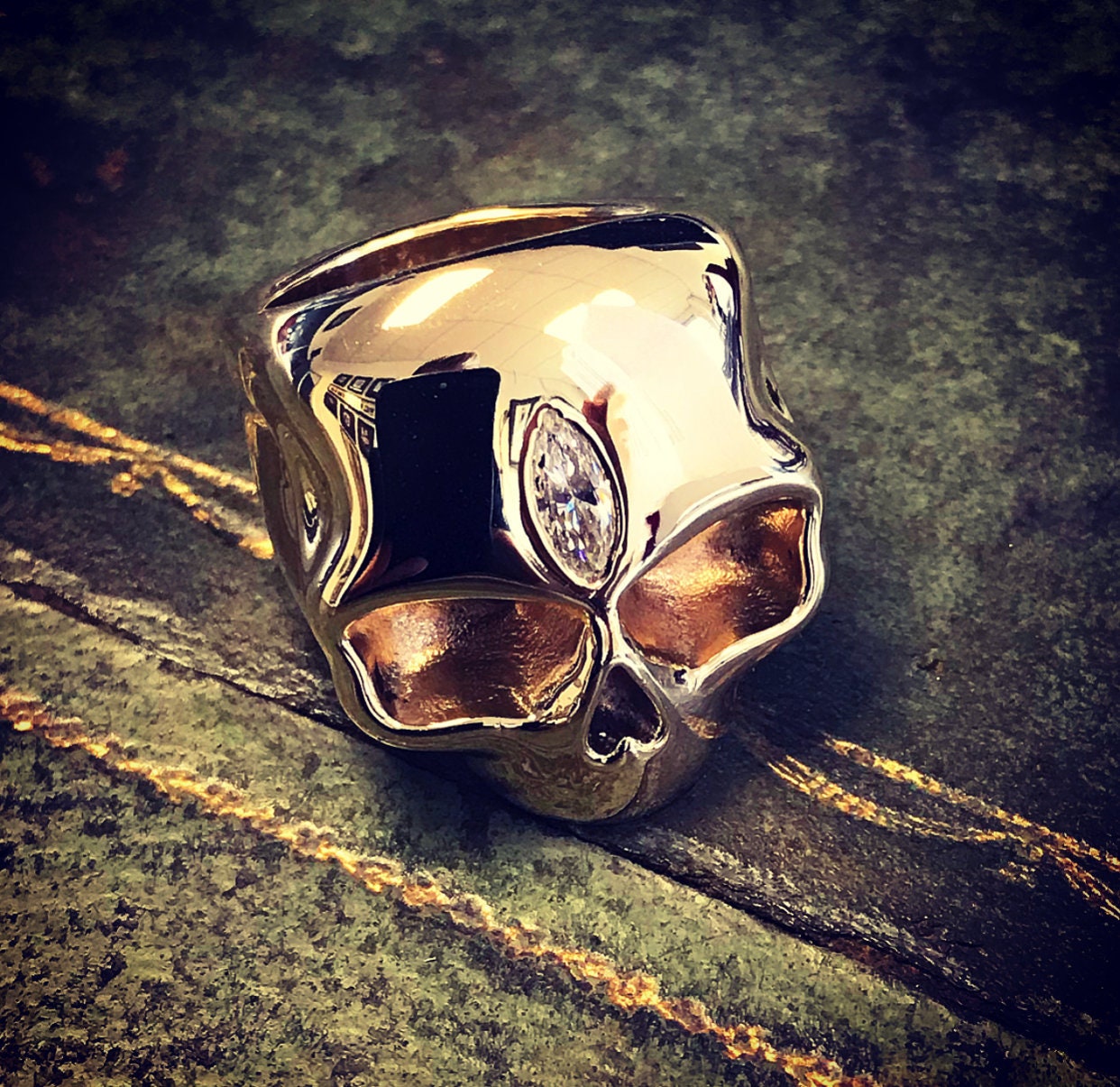 Men's Heavy Handmade Skull Ring Made in Solid 9ct Yellow Gold and ...