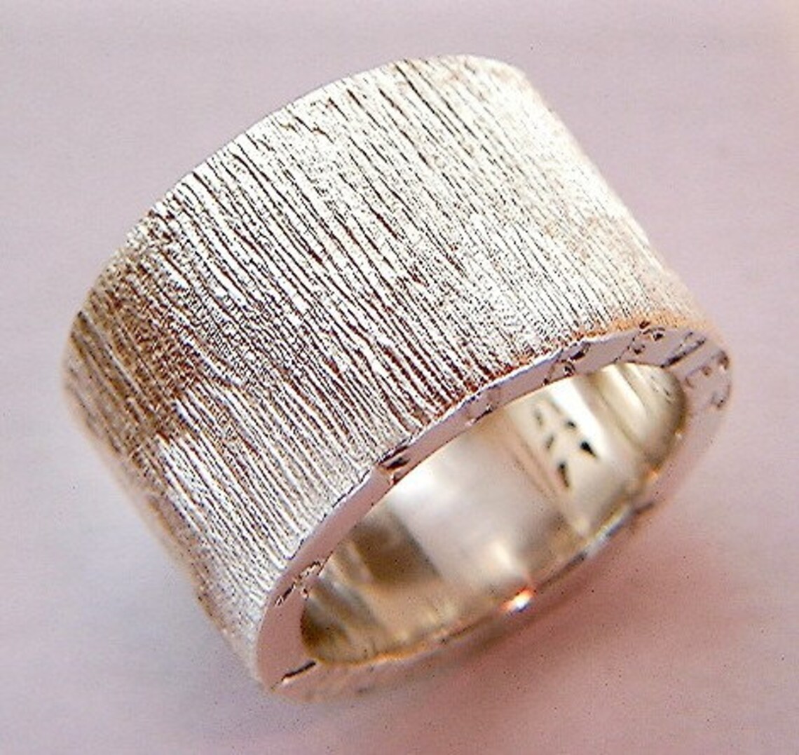 Handmade Silver Ring Chunky Silver Rings with Sparkly Etch | Etsy