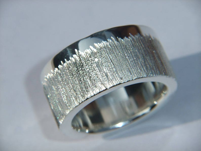 Chunky Handmade 925 Sterling Silver Ring With a Shimmery Etch - Etsy