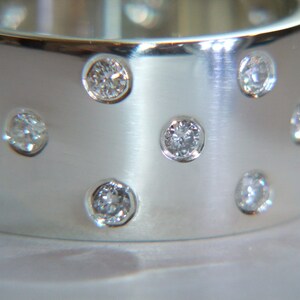 Chunky 925 Sterling Silver Ring Set With 10 Diamonds 0.33ct Simple Band ...