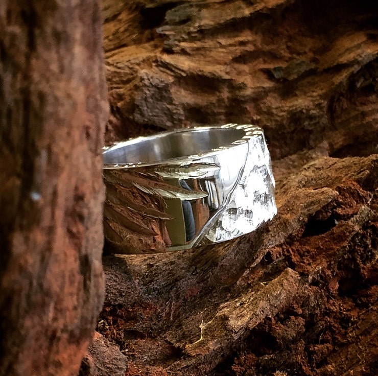 Mens Hand Made 925 Sterling Silver Chunky Fallen Angel Ring - Etsy UK