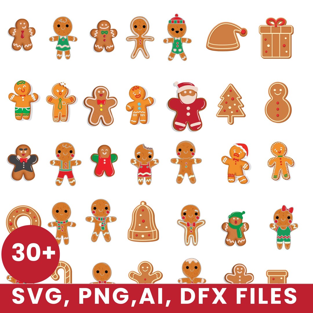 Gingerbread Man SVG Bundle: Christmas Cut Files (digital Download) - Etsy