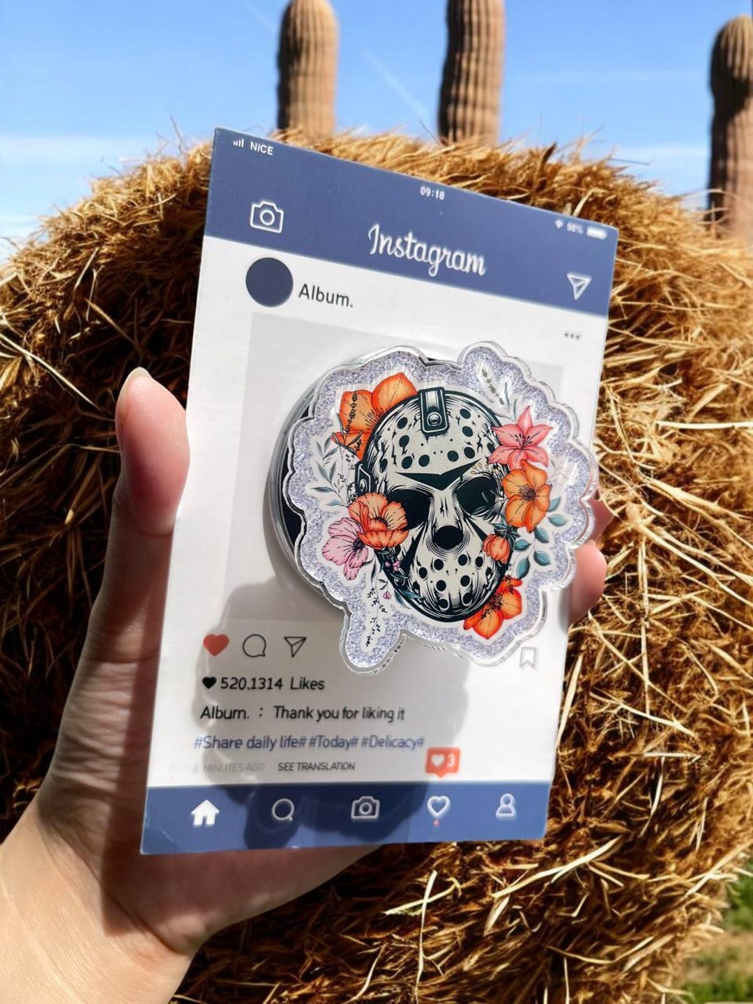Jason Mask Magsafe Phone Grip – Horror Floral Magnetic Grip for Iphone ...