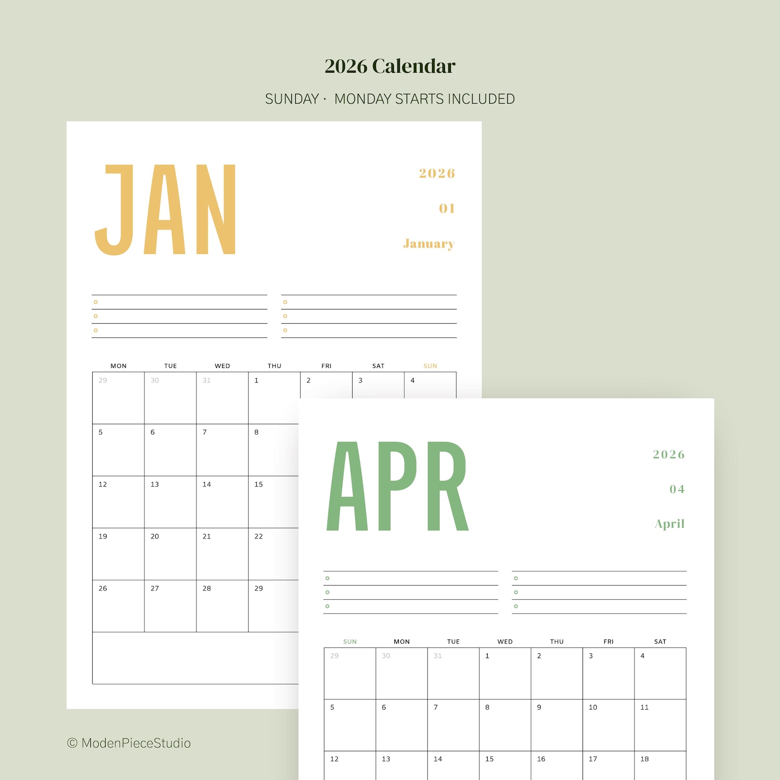 2026 Rainbow Pastel Wall Calendar, A3 A4 Letter (printable PDF) - Etsy