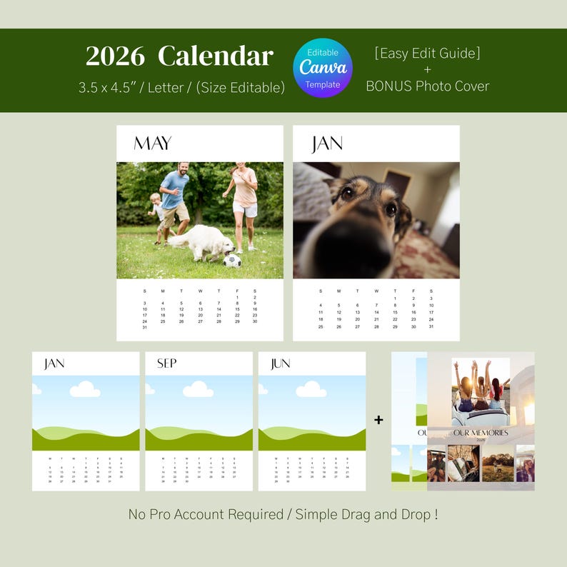 2026 Custom Family Photo Calendar Template | Minimal Monthly Calendar ...