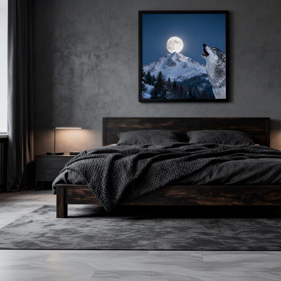 Howling Alpha Wolf Moon Wall Art | Powerful Mystical Poster | HD ...