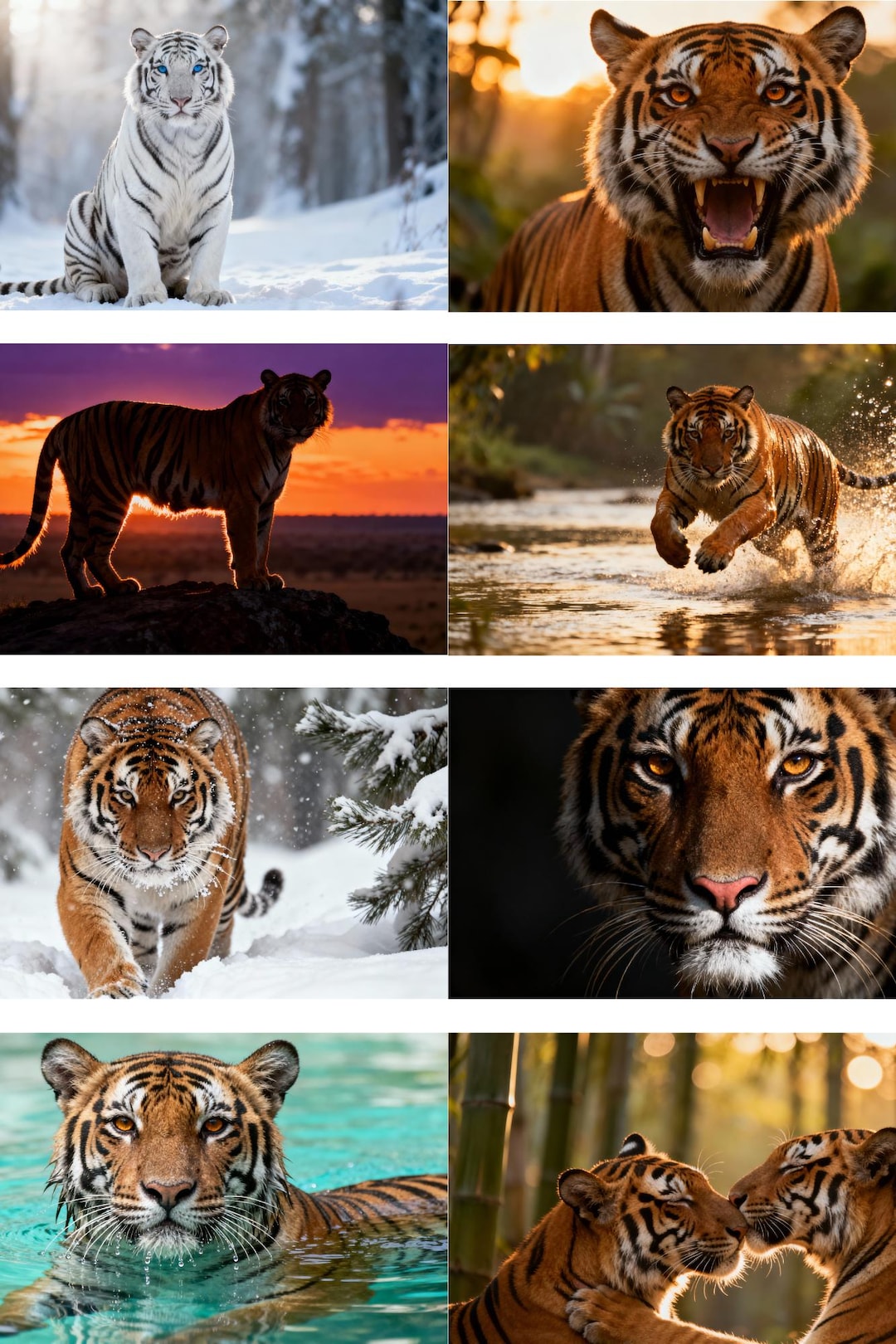 8 Mighty Tigers Collection Pack | Feline Wall Art Bundle | HD Digital ...