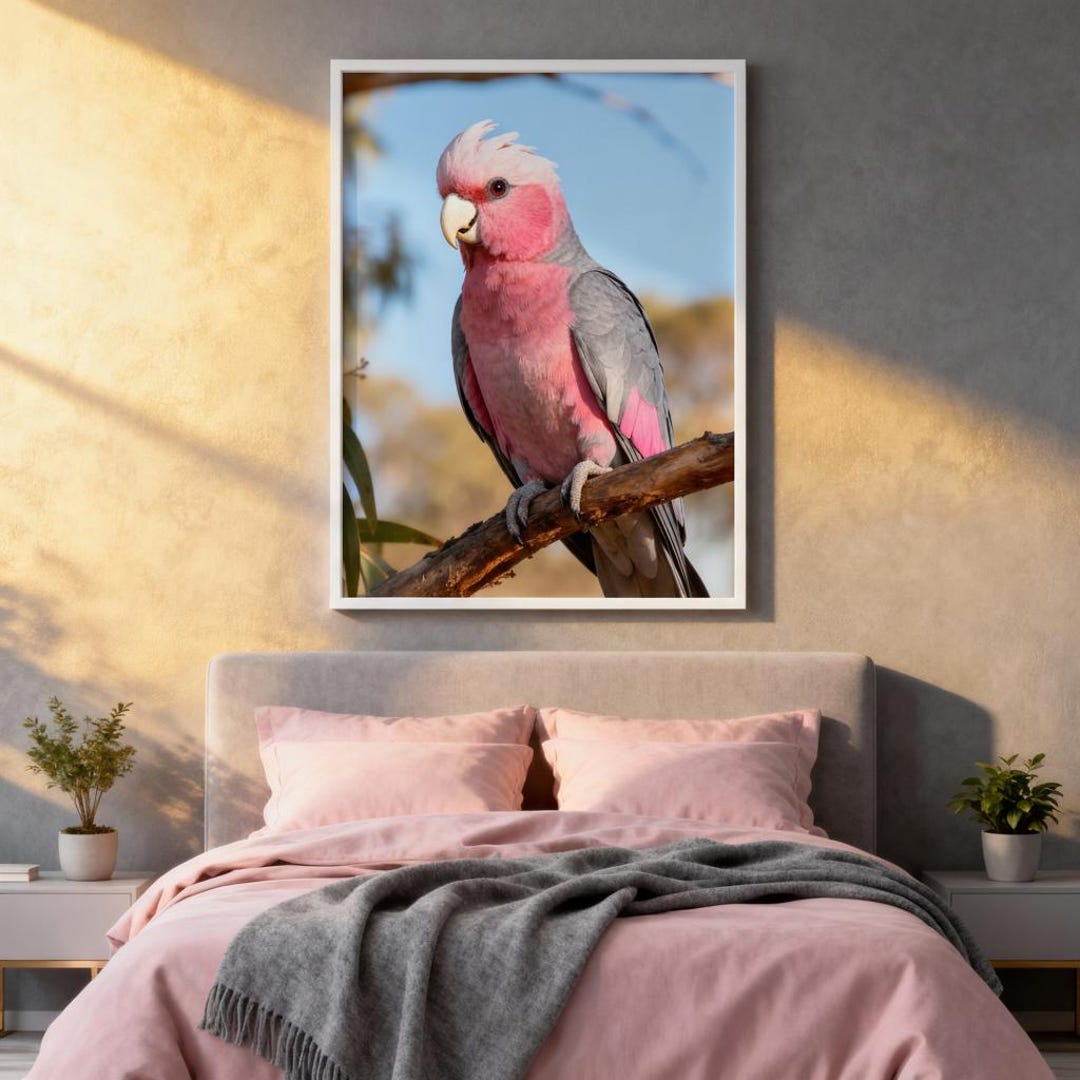 Galah Cacatoès Rose Gris Art | Poster Pink Grey Cockatoo Unique ...