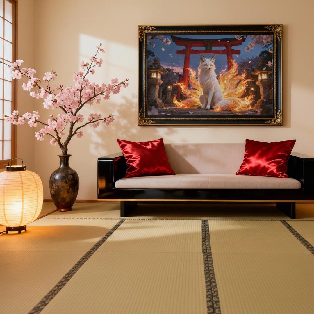 Kitsune Fox 9 Tails Wall Art | Japanese Fantasy Poster | HD Digital ...