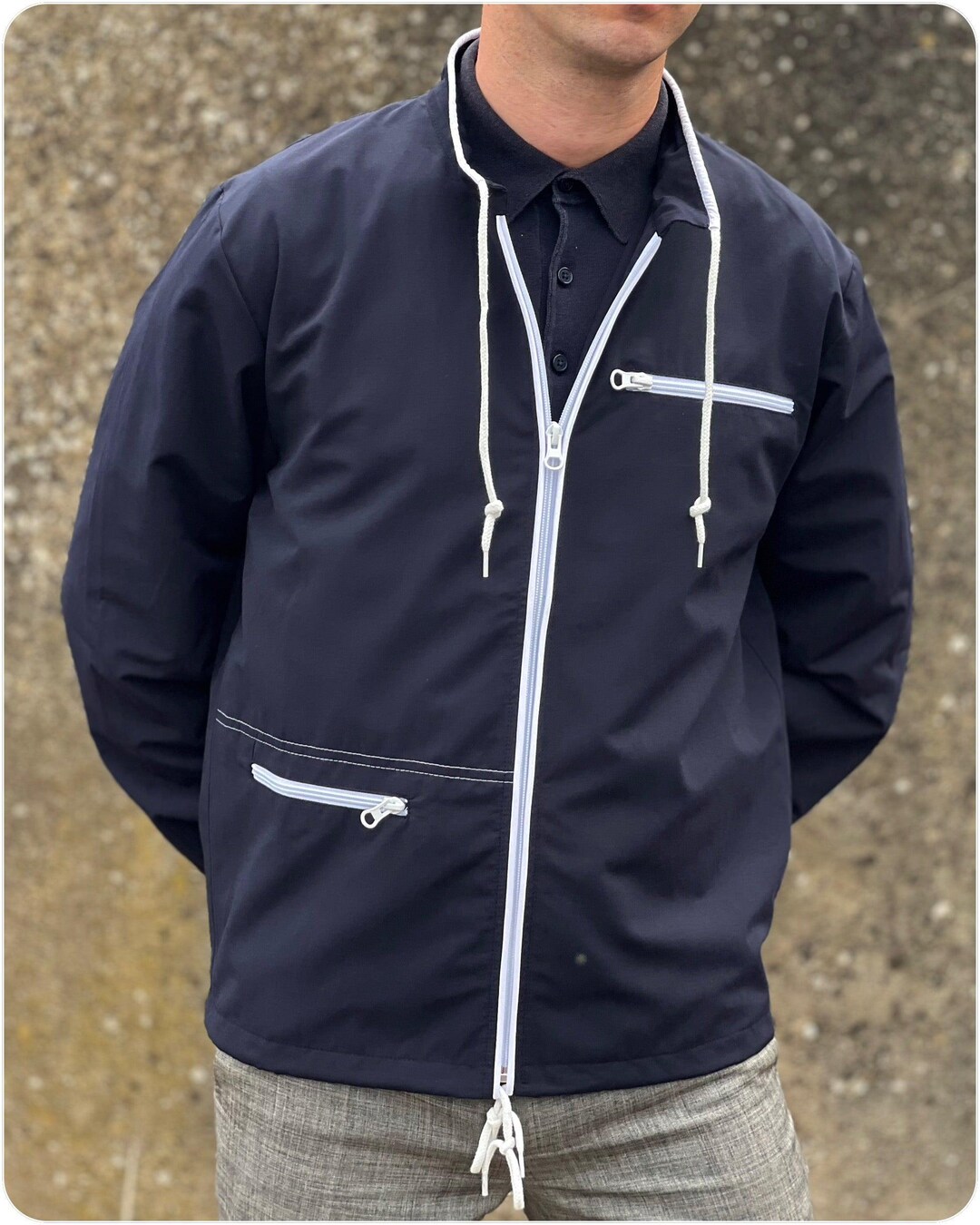 Adaptor Clothing Retro Sixties Replica Windbreaker Navy - Etsy