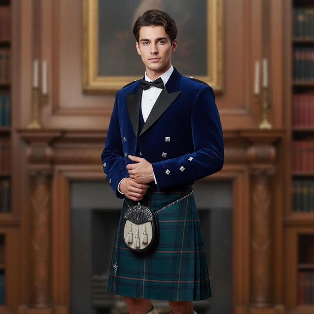 Men's Blue Velvet Prince Charlie Jacket for Kilt and Formal Wear - Etsy