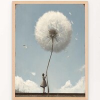 Dandelion Watercolor Painting, Wildflowers Floral Art Print, Botanical ...