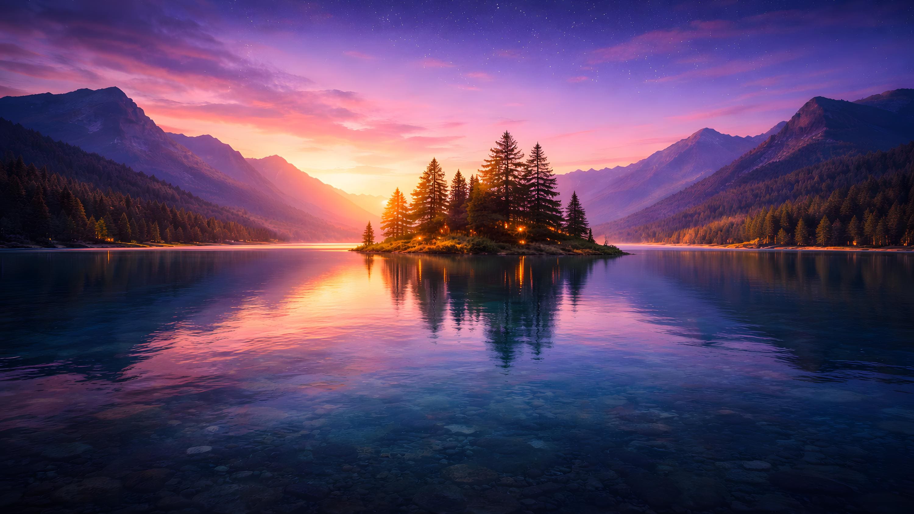 Abstract Alpine Lake Desktop Wallpaper | 4K & Ultrawide Background ...