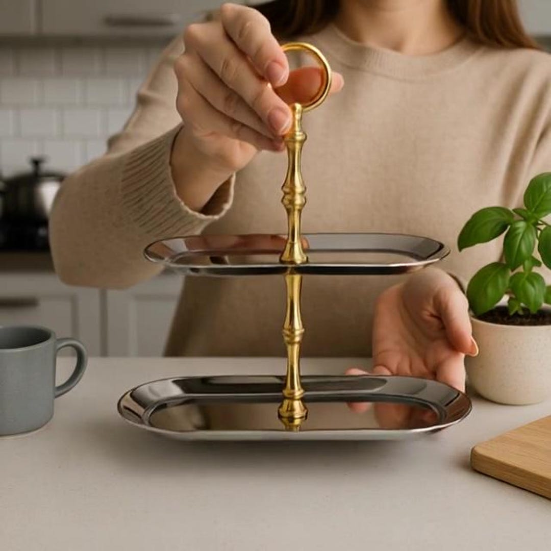 Luxury Two-tier Serving Tray, Minimal Elegance Collection, Two-tier ...