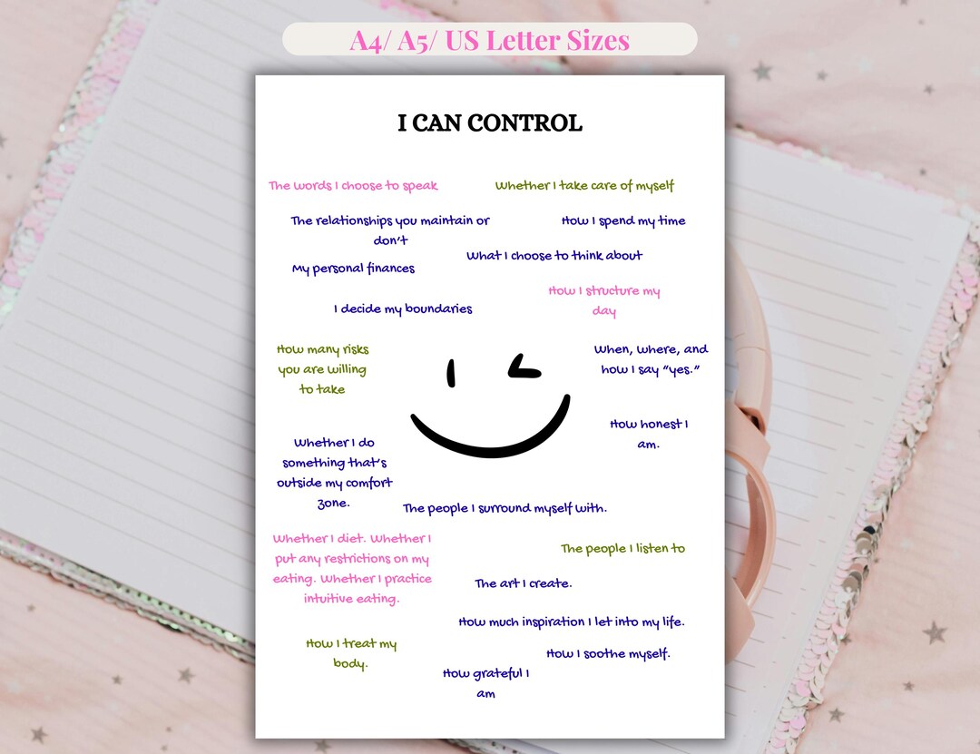 I Can Control Journal Page: Self-reflection, Brain Dump, Ideas Sorting ...