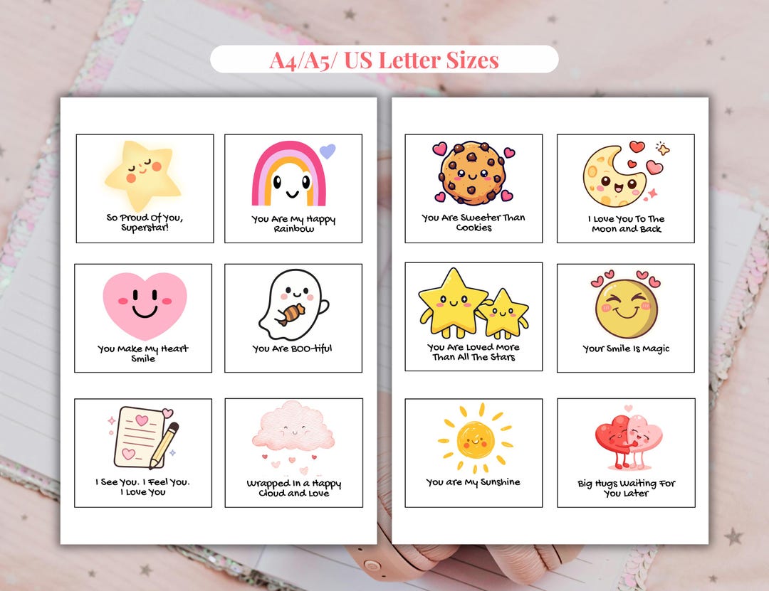 Kids Love Notes Printable: Cute Affirmation Cards for Kids School ...