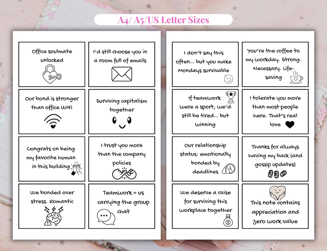 Sarcastic Office Coworker Message Cards Printable: Funny Office Love ...
