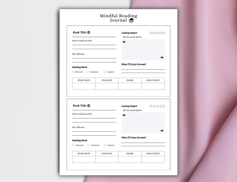 Mindful Reading Tracker Printable | Reflective Book Reading Journal ...