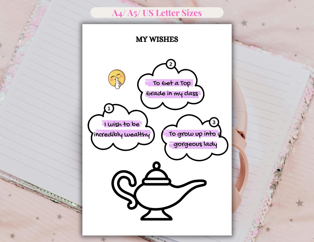 My Wishes Journal Page Printable: Wish Ideas Page, Printable Journal ...