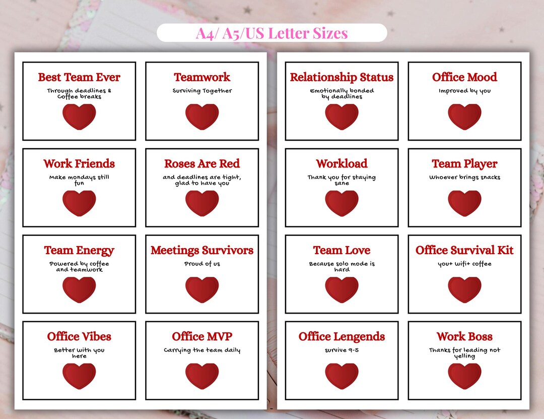 Funny Coworker Love Cards Printable: Office Team Appreciation Notes ...