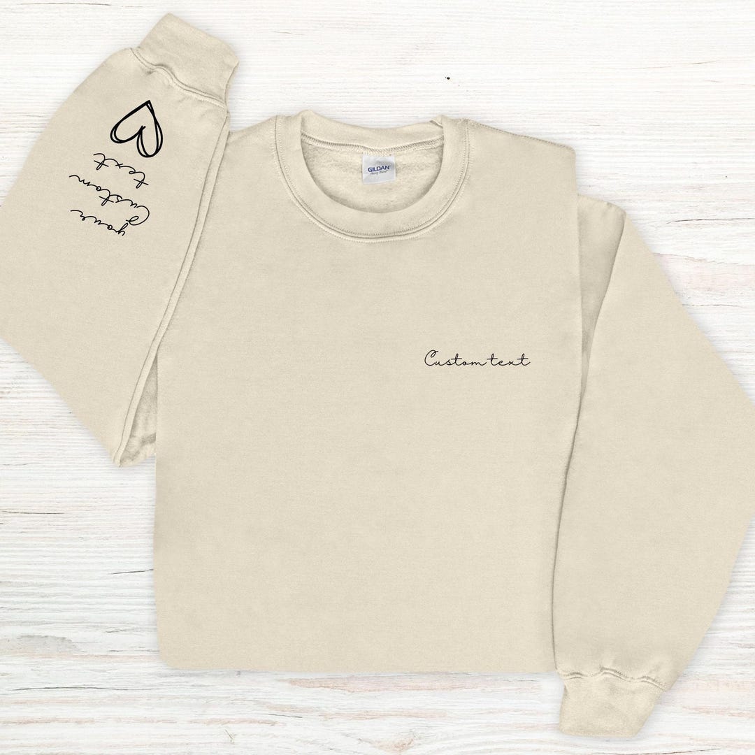 Custom Text on the Chest & Names on Sleeve Sweatshirt, Personalized ...