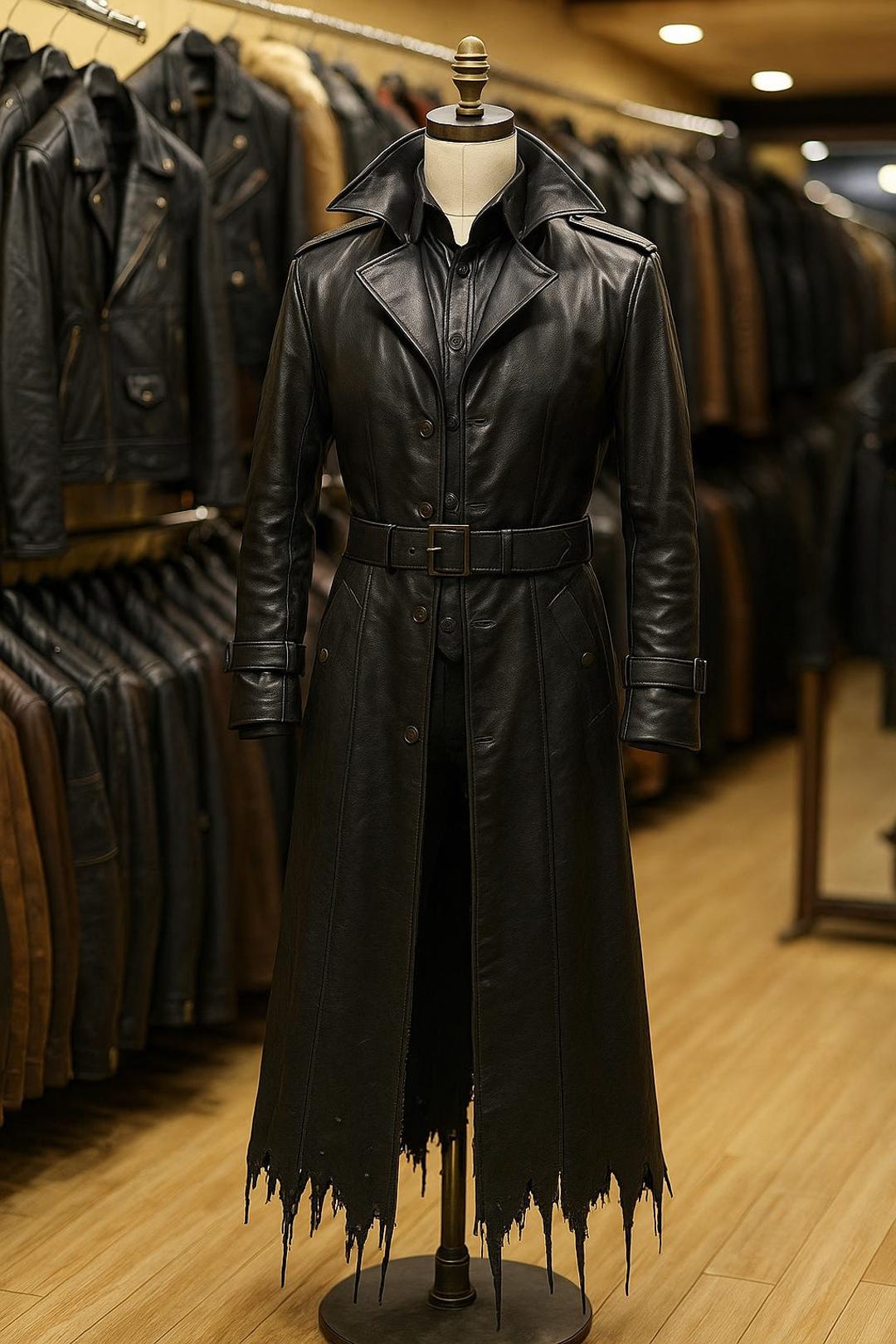 Handmade Black Leather Gothic Trench Coat – Distressed Duster Jacket - Etsy