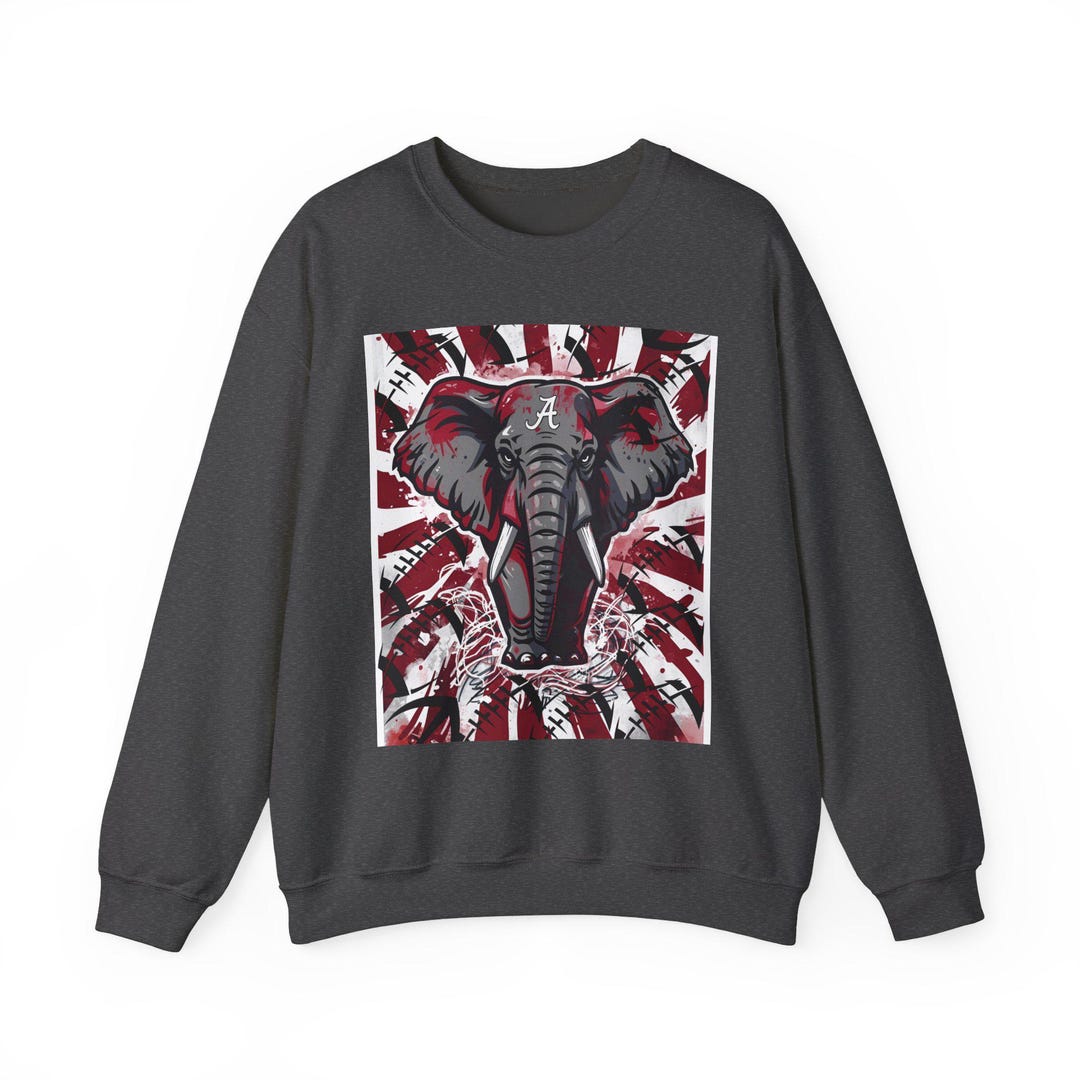 Crimson Elephant With 'A' Logo Crewneck | Tusks, Radial Burst, College ...