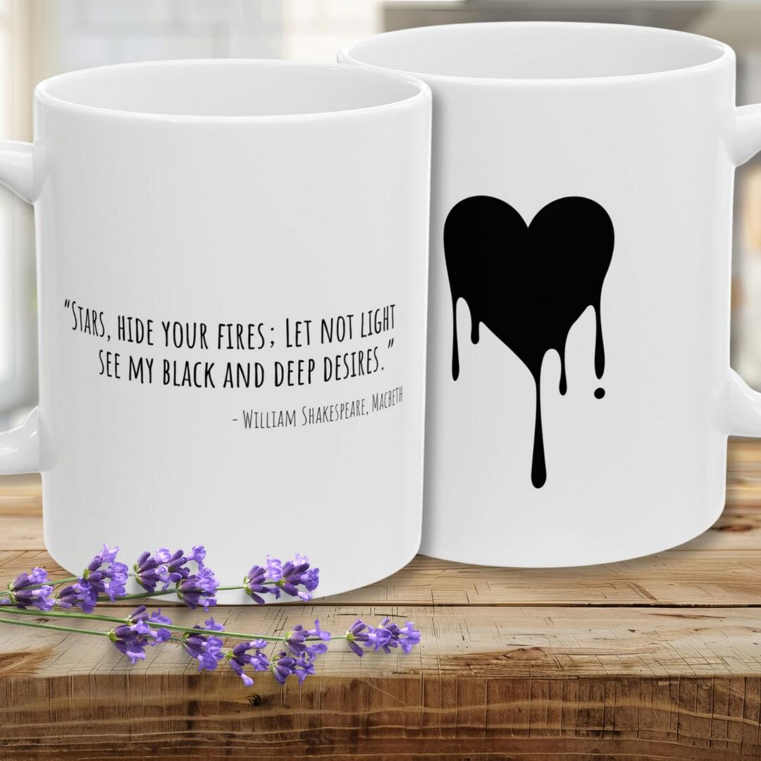Macbeth Quote Mug: Shakespeare Stars Hide Your Fires Mug, Black and ...