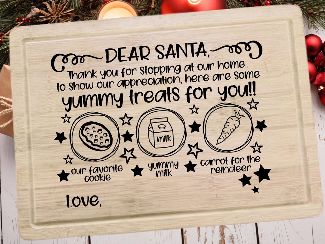 Personalized Santa Milk & Cookies Board – Engraved Christmas Eve ...
