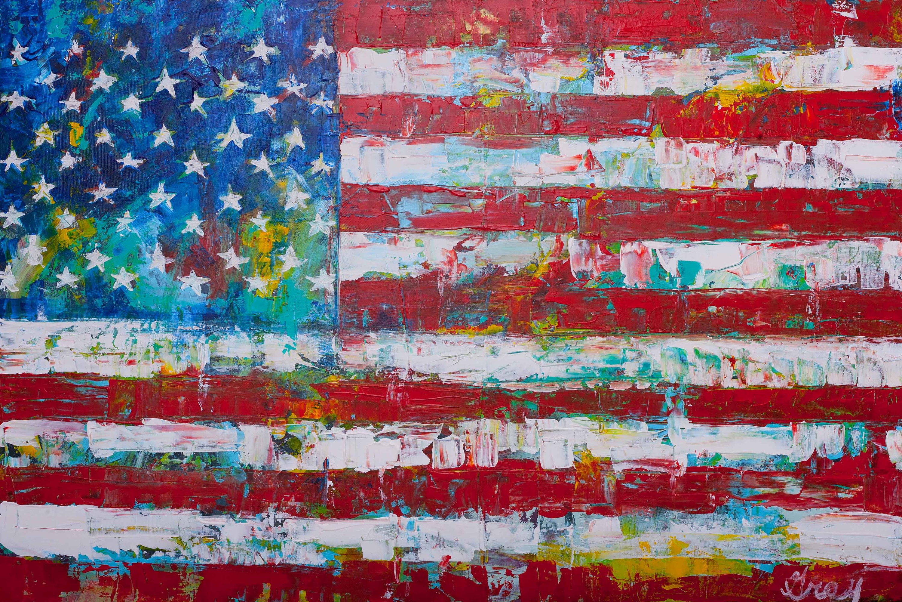 AMERICAN FLAG USA Emblem Art Made in United States of American Original ...