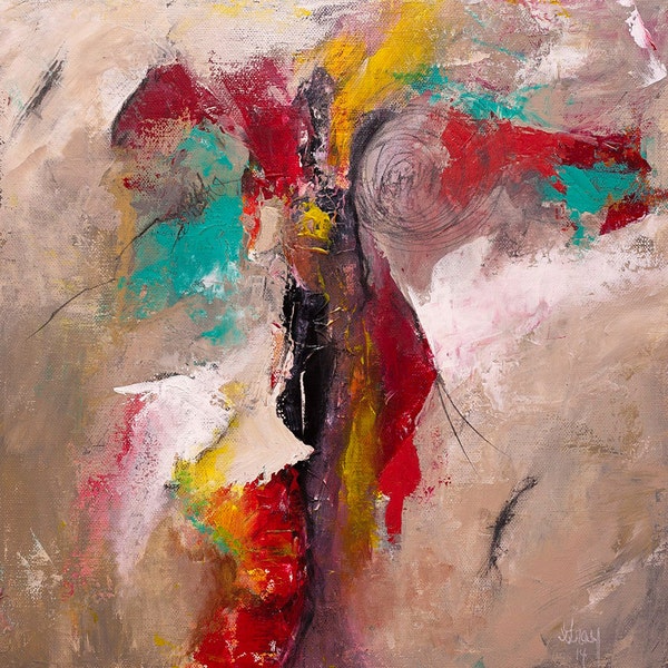 COW Expressionist Style Farm Animal Art on Canvas Giclee Print of the ...