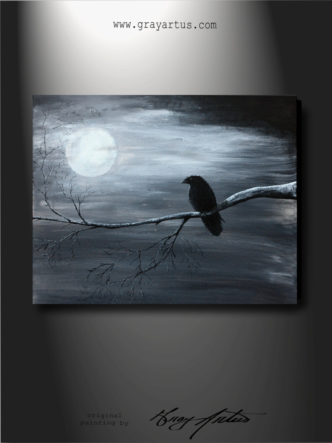 Edgar Alan Poe THE RAVEN Crow Print on CANVAS of the | Etsy